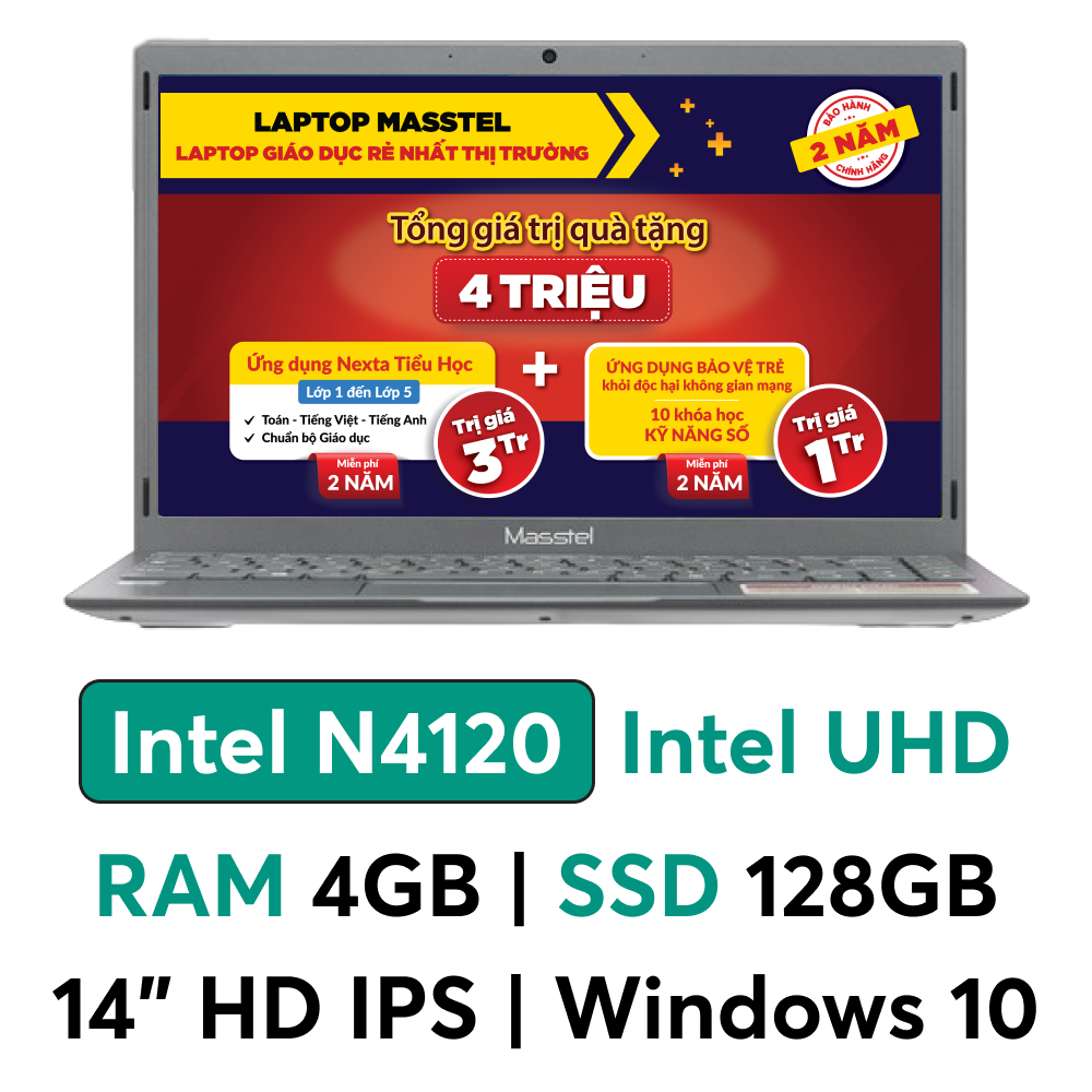 Laptop Masstel E140 (Celeron N4120/4GB/128GB/14" HD/Windows 10) - Chính ...