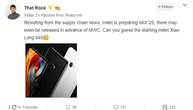 Xiaomi Mi Mix 2S với màn hình chiếm 100% mặt trước có thể ra mắt trước MWC 2018 - Tin tức công ...