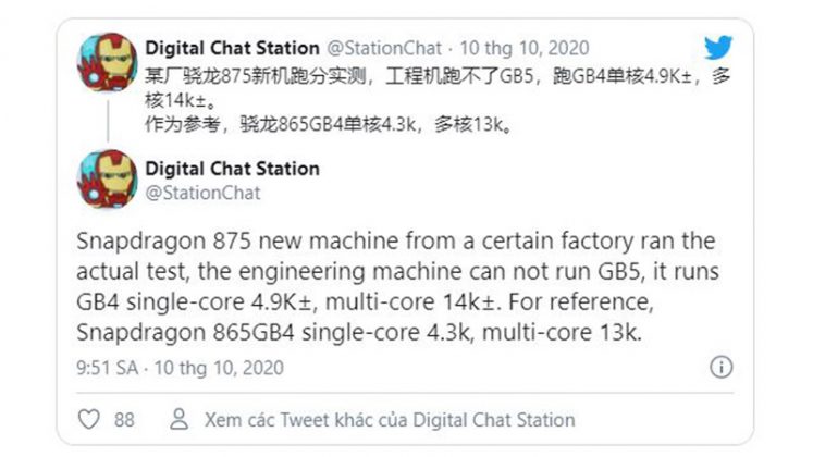 Snapdragon 875 lộ số điểm hiệu năng khủng, Apple A14 sẽ phải dè chừng