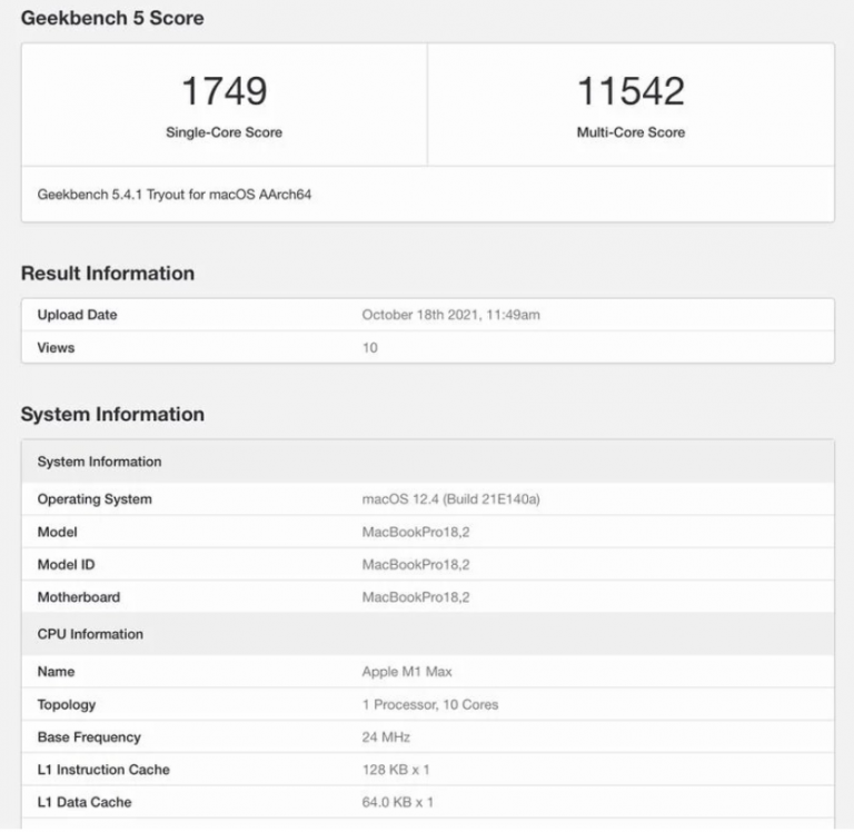 Ấn tượng với điểm Geekbench của M1 Max, nhanh hơn gấp 2 lần so với chip ...