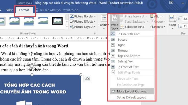 Tổng hợp các cách di chuyển ảnh trong Word