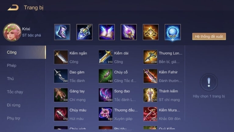 Hướng dẫn cách lên đồ và lối chơi cho Krixi - Liên Quân Mobile