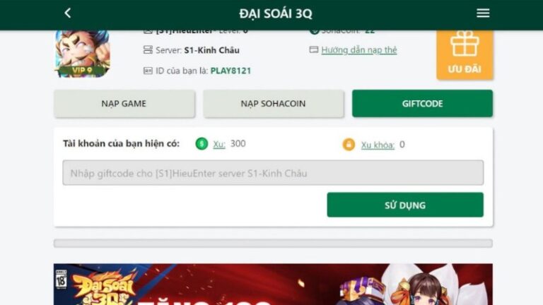 Cập nhật code Đại Soái 3Q mới nhất tháng 10/2025