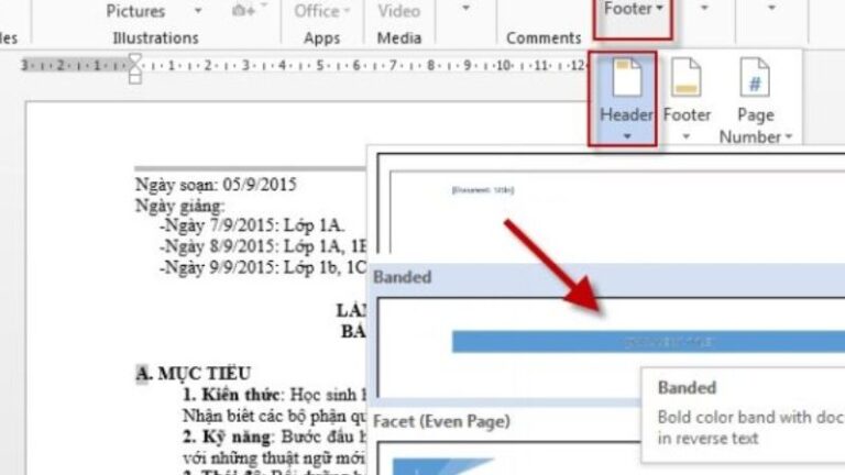 Cách tạo Header and Footer trong Word cho mọi phiên bản