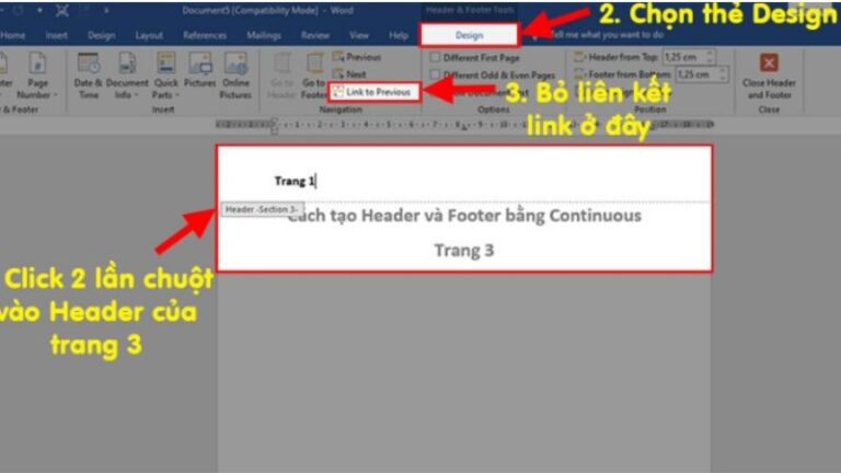 Cách tạo Header and Footer trong Word cho mọi phiên bản