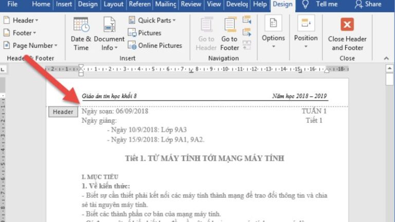 Cách tạo Header and Footer trong Word cho mọi phiên bản