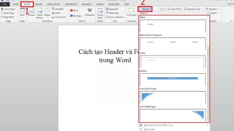 Cách tạo Header and Footer trong Word cho mọi phiên bản