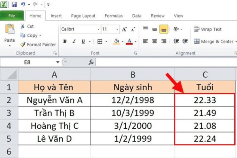 Minh họa 8 cách tính tuổi trong Excel nhanh chóng, chính xác