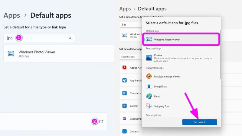 Cách đặt Windows Photo Viewer làm mặc định trên Windows 11