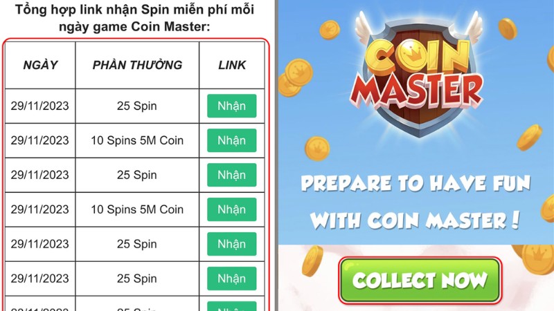 Tổng hợp cách nhận 1000 spin link, Coin Master 2024 hàng ngày
