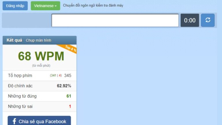 Hướng dẫn dùng 10FastFingers kiểm tra tốc độ đánh máy