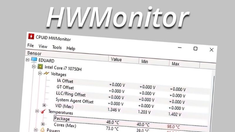 HWMonitor PRO: Phần mềm kiểm tra nhiệt độ máy tính, laptop