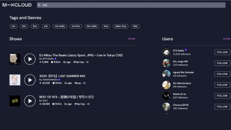 Mixcloud - Radio & DJ mixes: Cập nhật hàng triệu bài hát