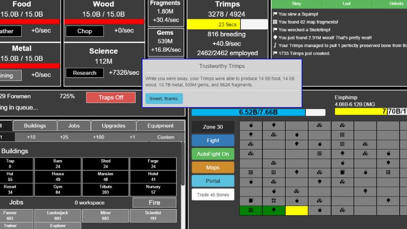 Trimps: Trò chơi chiến lược và quản lý khám phá