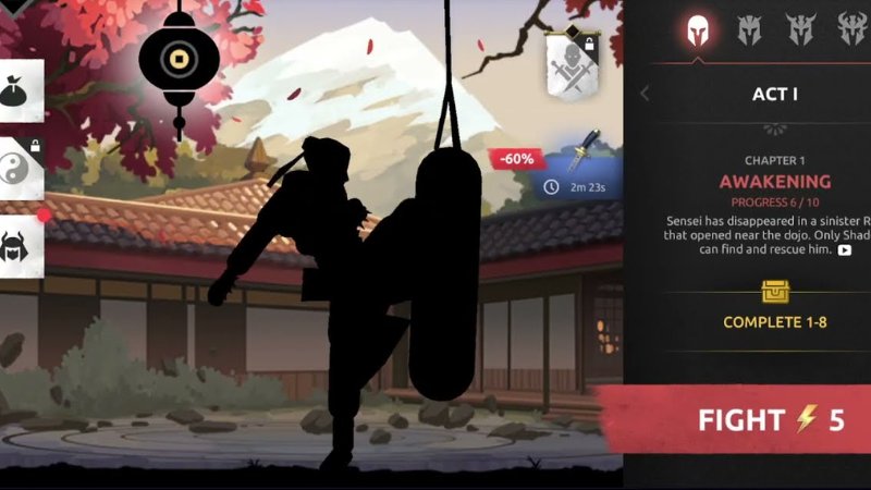 Nhập vai chiến đấu với chiến binh hình bóng nhân Shadow Fight