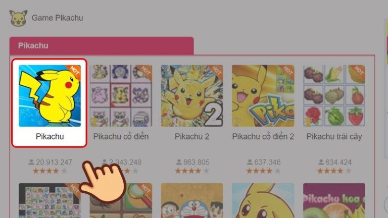 Game Pikachu cổ điển online miễn phí - Xếp hình Pokémon không cần tải