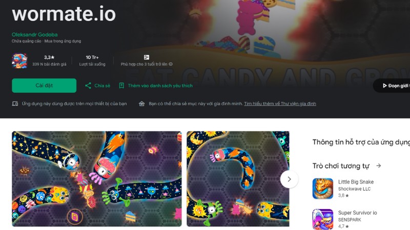 Tải game wormate.io - Rắn ăn mồi phiên bản mới