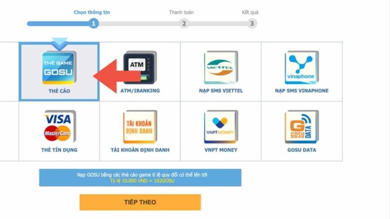 6 cách nạp ví GOSU đơn giản, an toàn trên trang chủ
