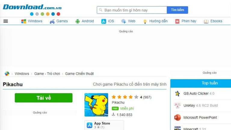 Tải Pikachu Cổ Điển Miễn Phí 2025 (PC, Android, iOS) & Chơi Online