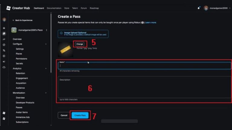 Các bước đơn giản tạo Gamepass Roblox trên điện thoại hoặc PC