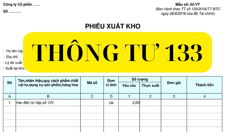 Tải mẫu phiếu xuất kho Excel mới nhất theo TT 133, TT 200