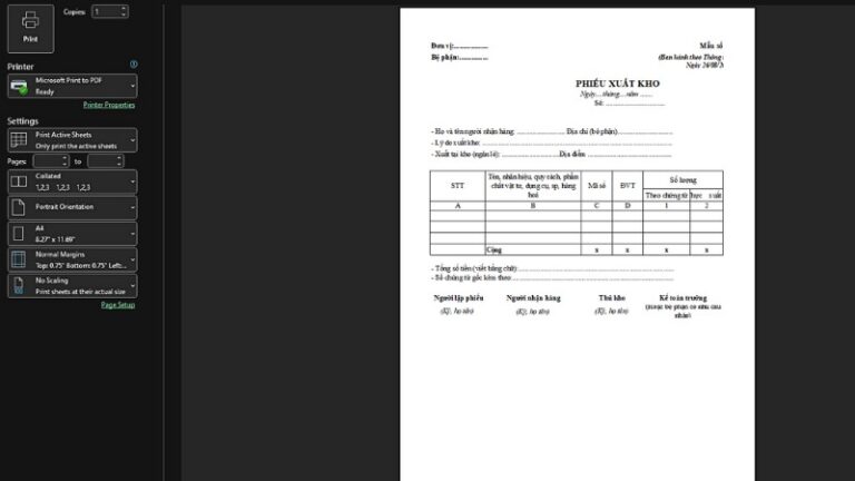 Tải mẫu phiếu xuất kho Excel mới nhất theo TT 133, TT 200