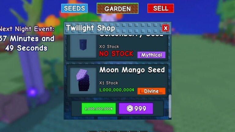 Grow a Garden: Cách sở hữu Moon Mango nhanh chóng