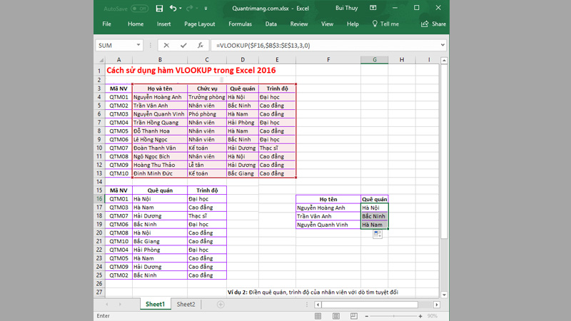 Hàm VLOOKUP Excel: Cú pháp và cách dùng hàm, ví dụ minh họa