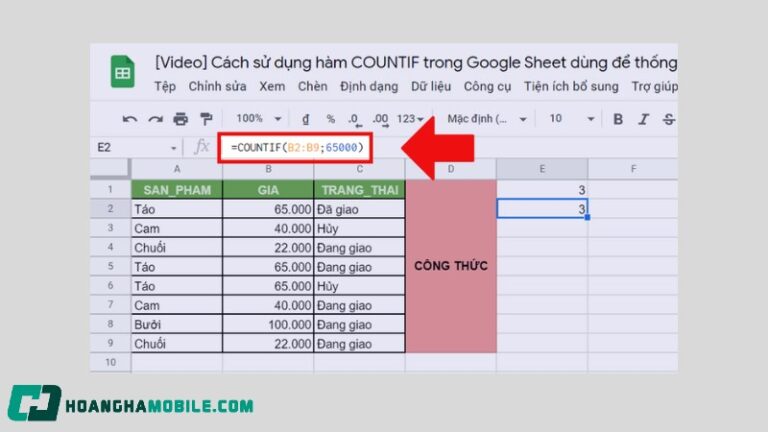 Cách sử dụng các hàm: COUNT, COUNTA, COUNTIF, COUNTIFS
