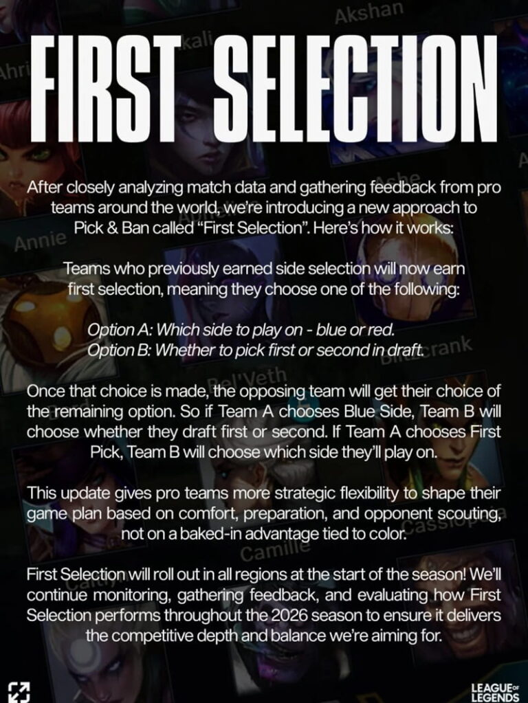 Riot Games áp dụng First Selection cho giải đấu Esports 2026